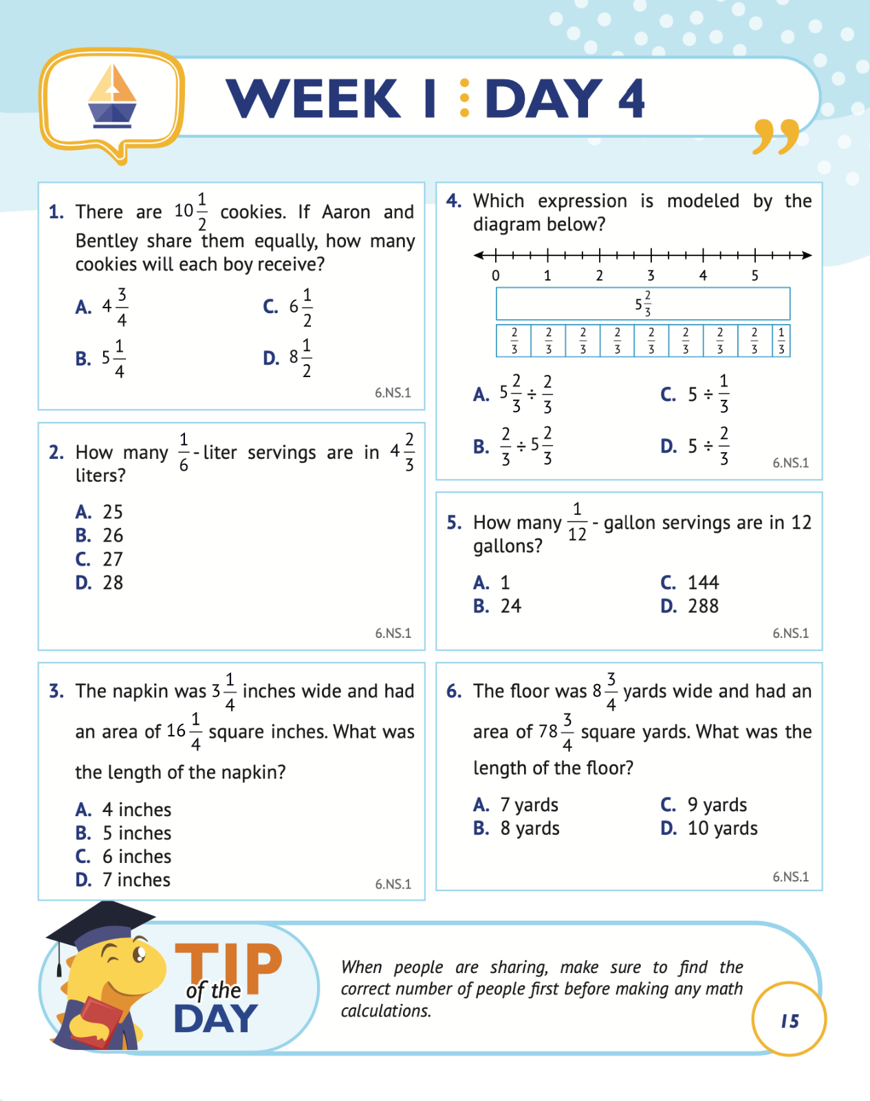 Argo Brothers Math Workbook, Grade 6 : Common Core Math Multiple Choice ...