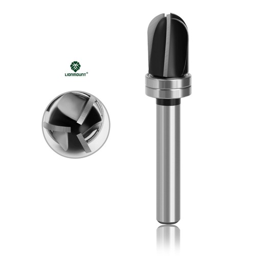 1/2 12mm Shank Core Box Router Bit Round Nose w/Bearing Cutter 3-Flutes ...