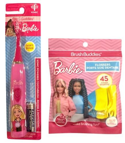 Brush Buddies 2pc Barbie Sonic Powered Toothbrush & Bubble Gum 45ct ...