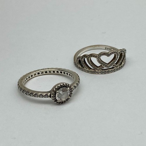 Pandora ALE 925 Sterling Silver CZ FWP Pendant Necklace & Ring Bundle ...