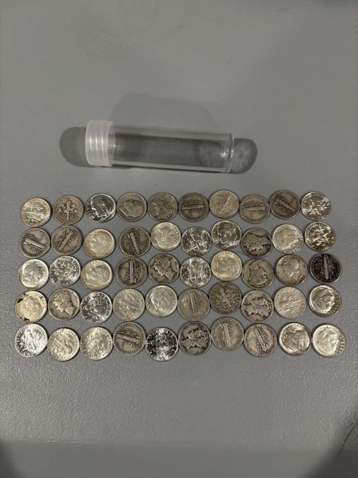 Roll of Roosevelt and Mercury Silver Dimes, 50 Coin roll, $5.00 face ...