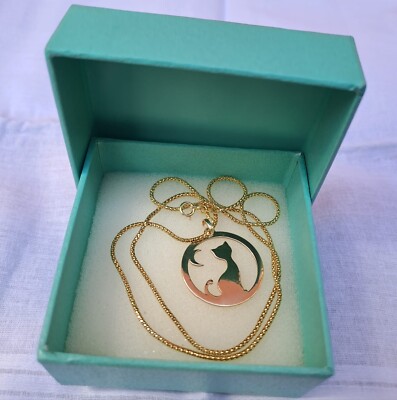 14k solid gold Cat pendant and 10k solid gold necklace chain | eBay