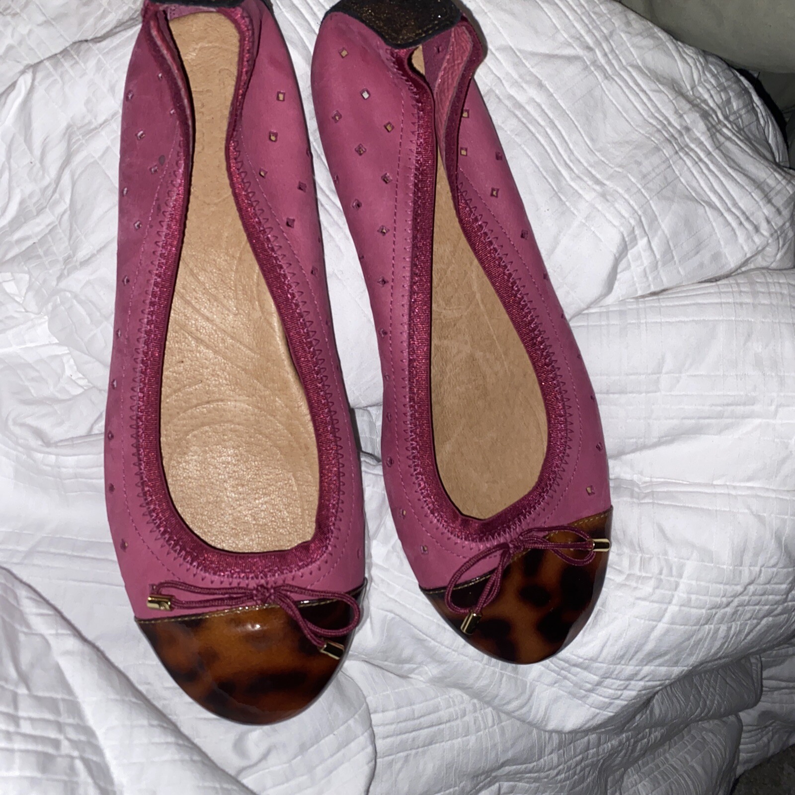 Clarks Indigo Pink Nubuck Leather Tortoise Cap Toe Ballet Flats 7M | eBay