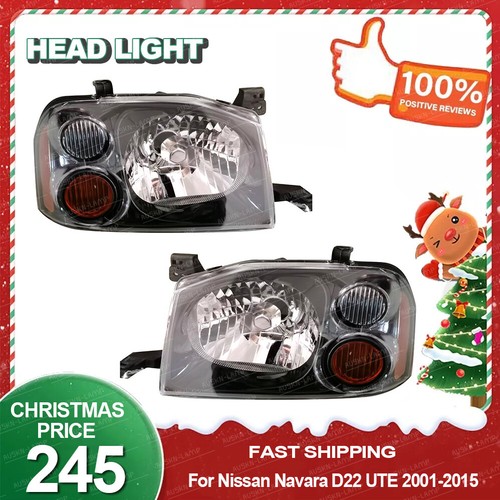 Black Upgrade Pair Head Light Front Lamp For Nissan Navara D22 UTE 2001 ...