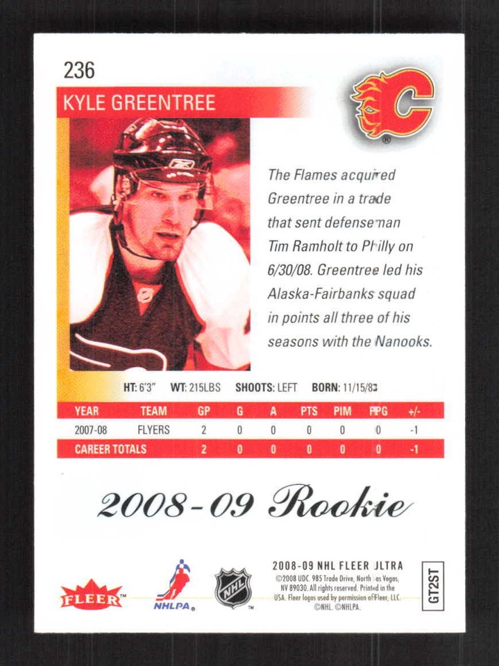 Kyle Greentree 2008 Ultra Gold Medallion Calgary Flames #236 | eBay