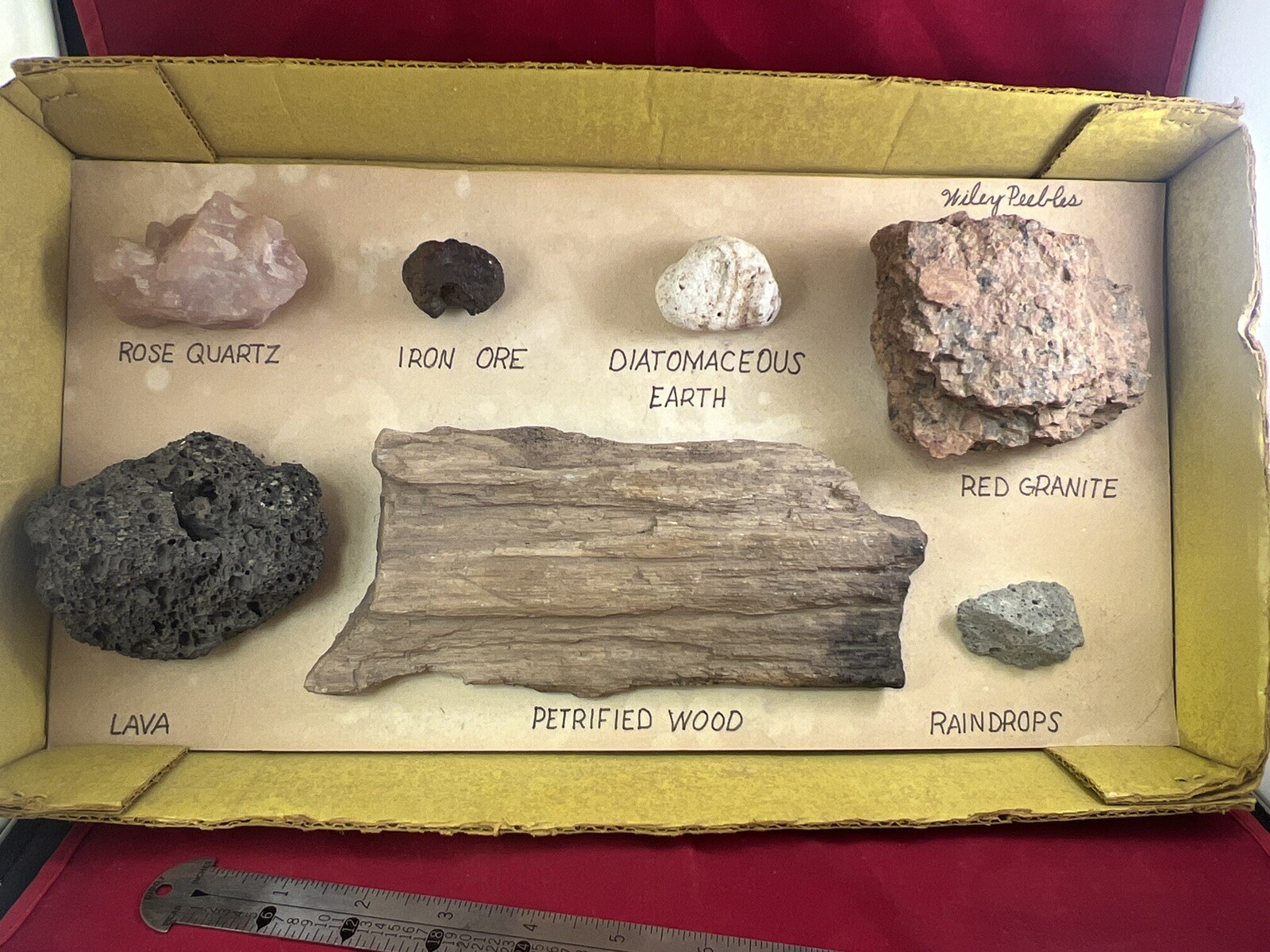Mineral Collection Display On Cardboard Vintage, As Is 7 Sample Rock ...