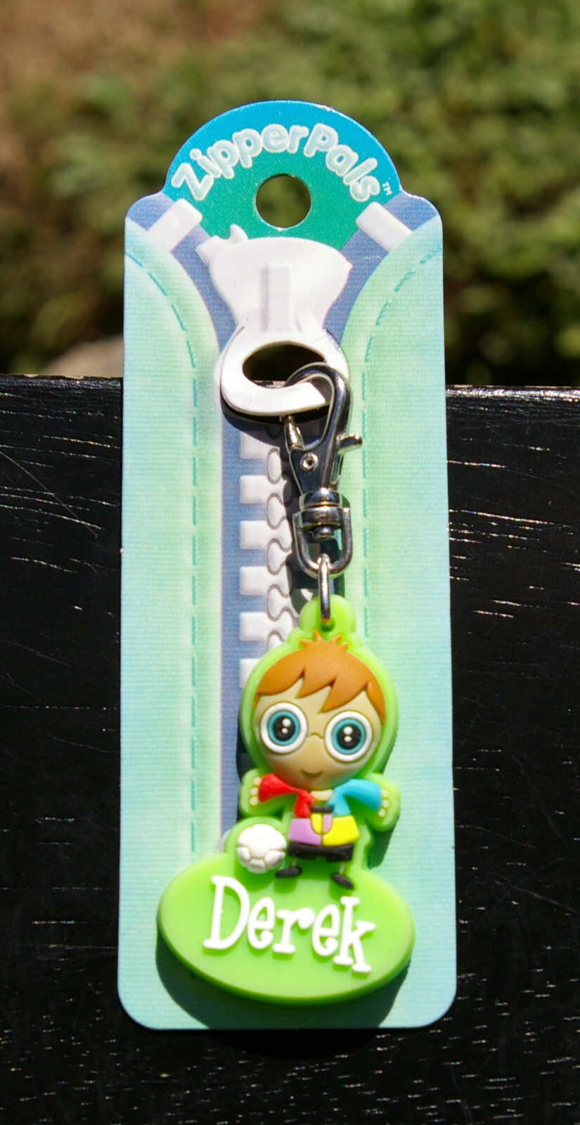 Derek Soccer Football Green Rubber Zipper Pals Easy Pull Clip Charm ...