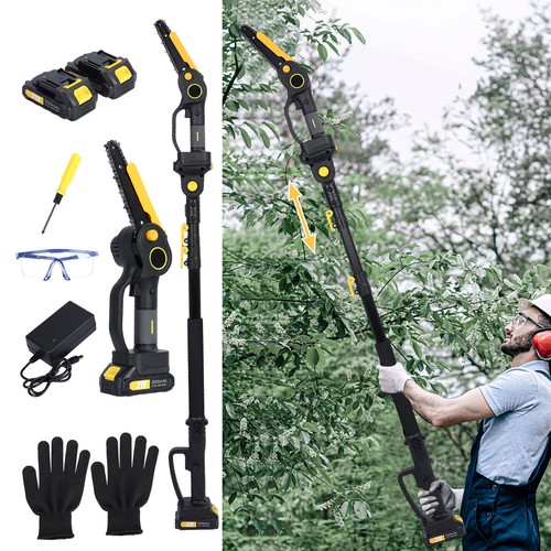 2in1 Cordless Pole Saw Stretchable Long Reach Cutter Pruner Saw Pole ...
