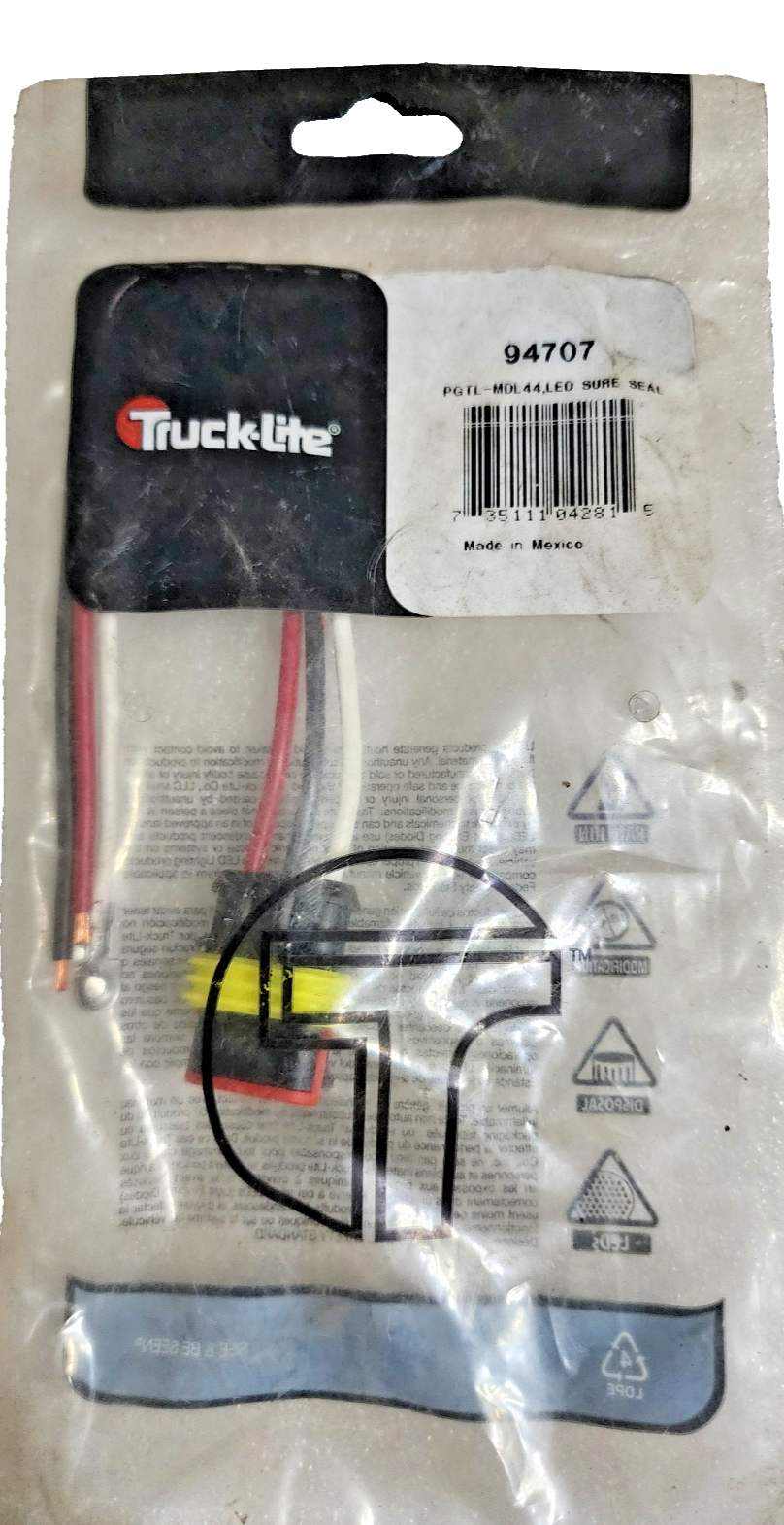 (Pack 2) Genuine Truck-Lite 94707 -LED Stop/Turn/Tail Light Pig Tail ...