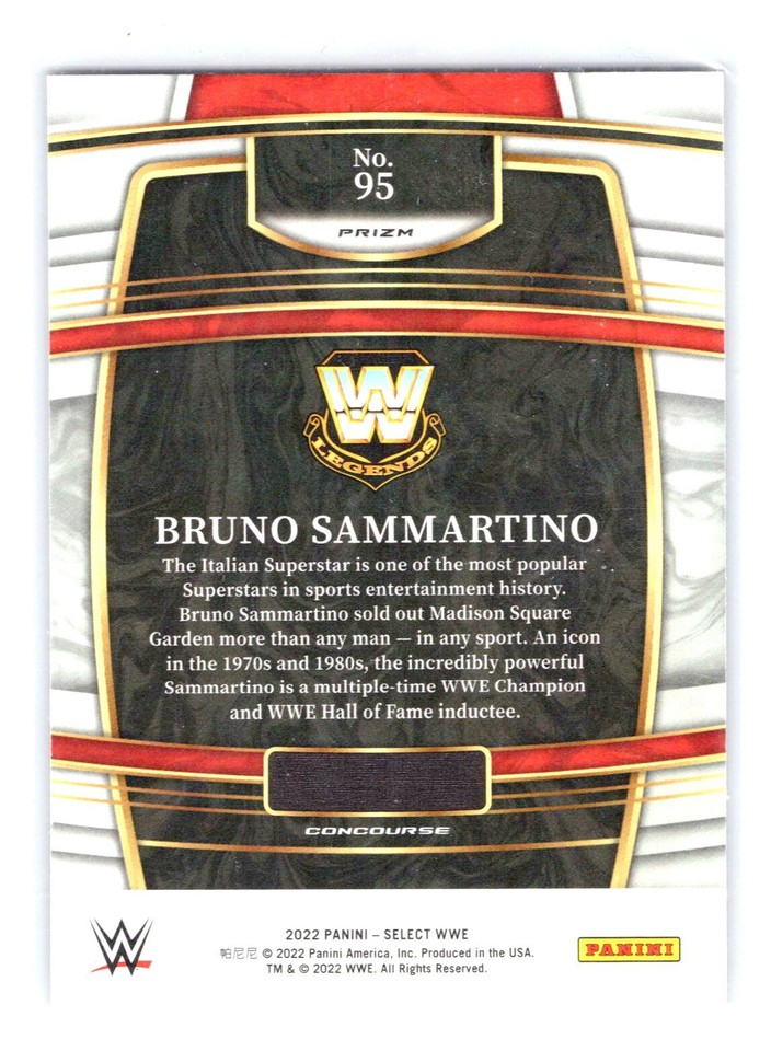 2022 Panini Select WWE #95 Bruno Sammartino Orange Flash Prizms ...