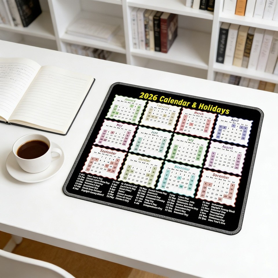 Double Sewing 2026 Calendar Pad Desk Mat Non-slip Bottom Natural Rubber ...