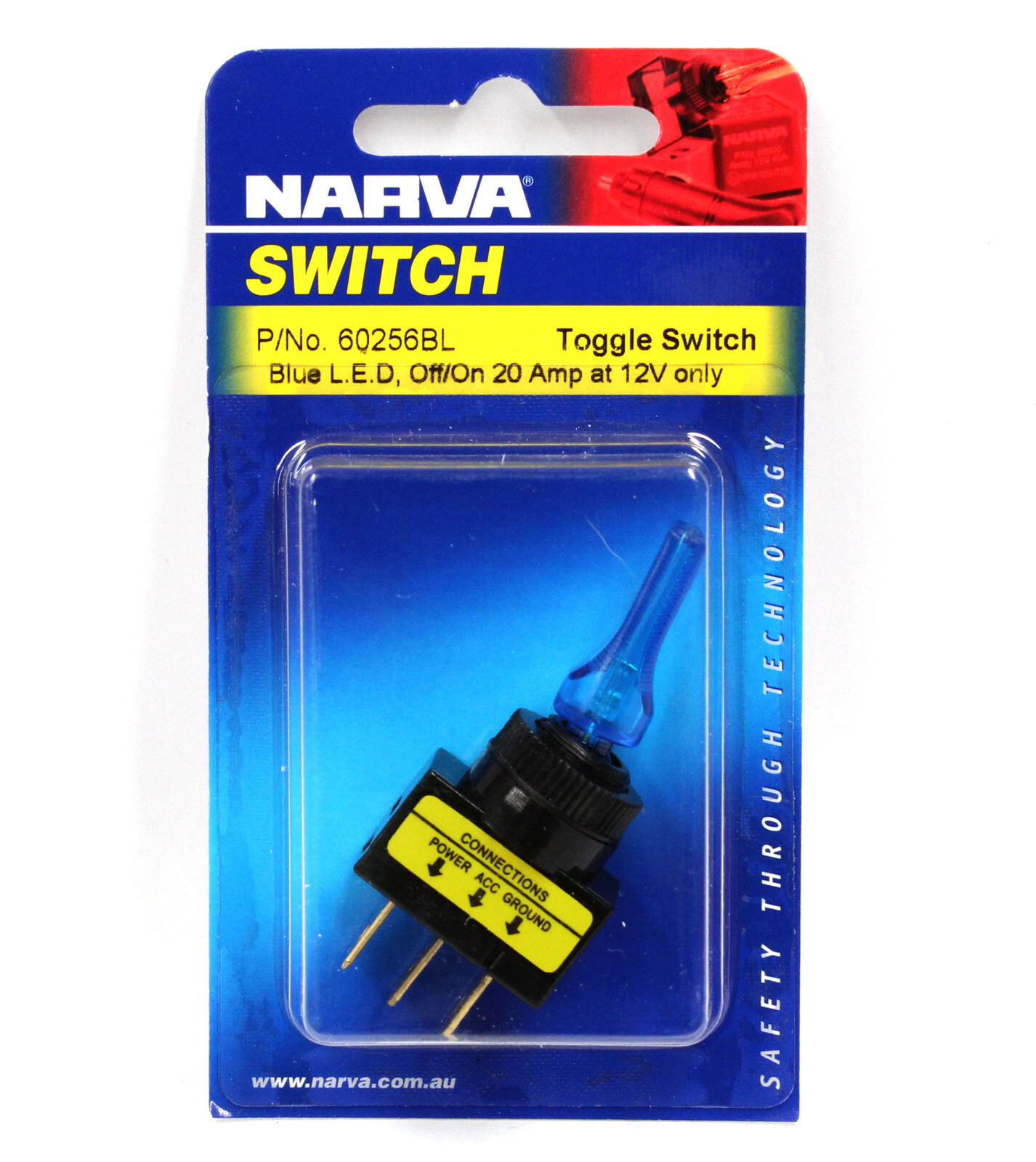 NARVA 60256BL OFF ON TOGGLE SWITCH WITH BLUE LED 20 AMP 12 VOLT MOUNT ...