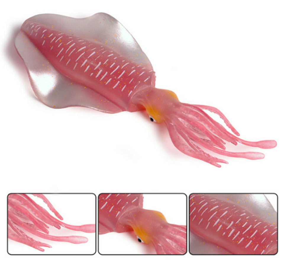 18cm Pink Squid Inkfish Sleeve-Fish PVC Toy Ocean Sea Animal Figure ...