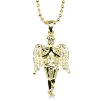 18k Gold Plated Micro Angel Piece with 30 inch Ball chain Necklace High ...