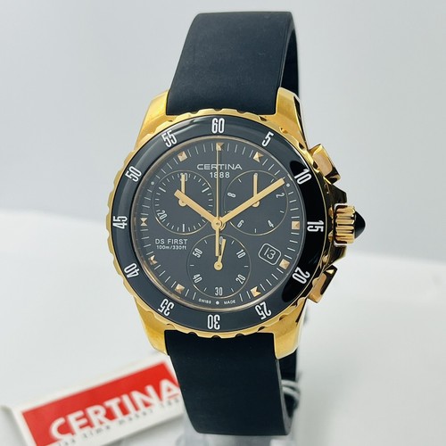 Certina DS First Women's Chronograph Steel Sapphire Crystal Black 35mm ...