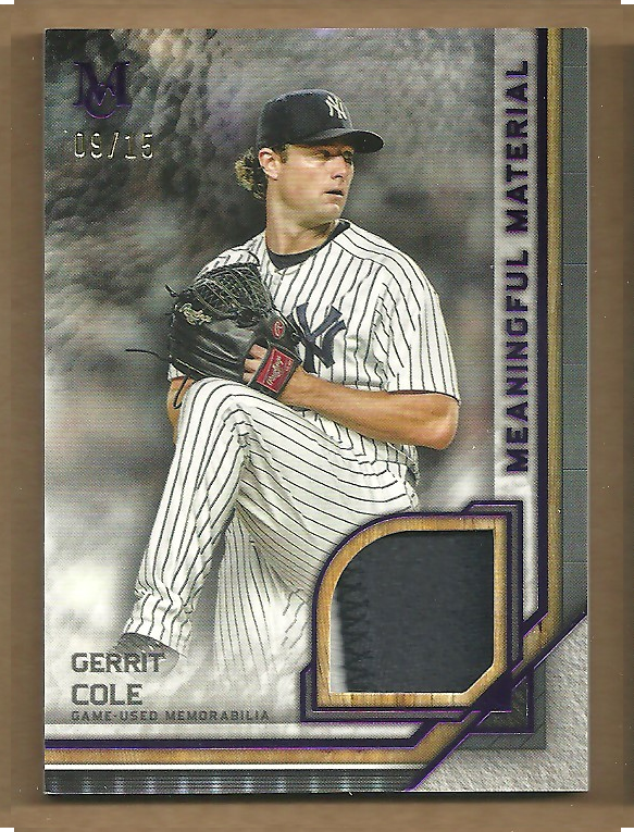 9/15 Gerrit Cole 2023 Topps Museum Collection Meaningful Material Relic ...