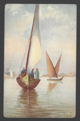 Egypt Boats on the Nile vintage colour postcard used ASWAN 1913 | eBay