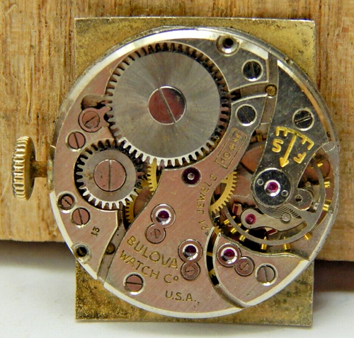 Ventage 1953 Bulova 10BM 21 jewel men's wrist watch movement with dial ...