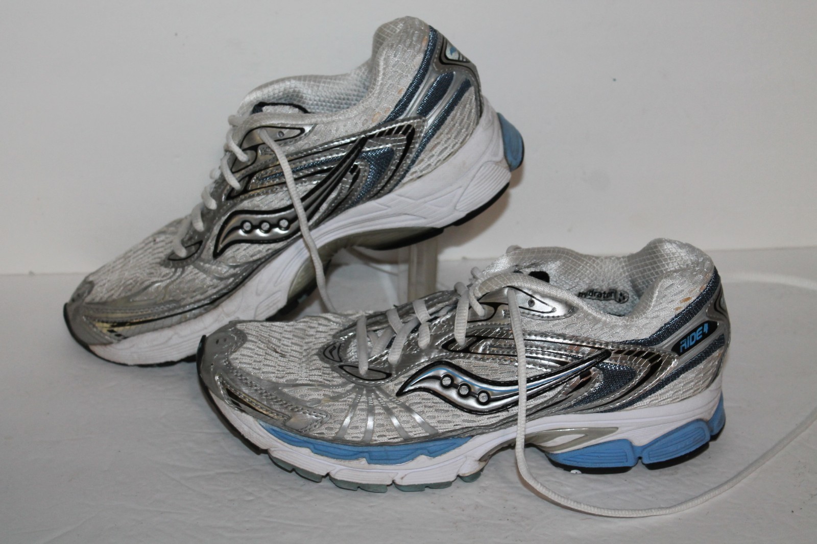 Saucony Ride 4 Running Shoes, #10116-1, White/Blues/Silver, Womens US ...