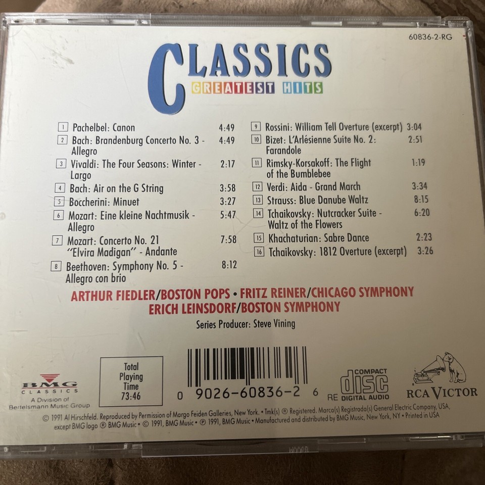 Classics-Greatest Hits Vol One CD Mozart Rossini Verdi Beethoven Bach ...