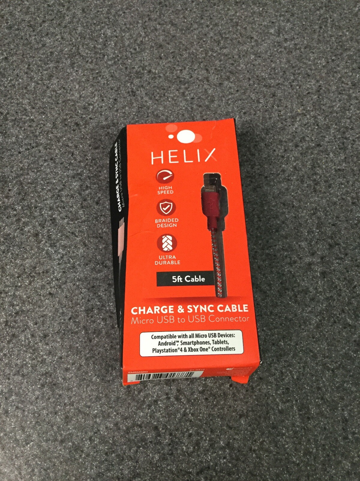 Helix Charge And Sync Cable 5ft Braided Design - Red M23D 816983017771 ...