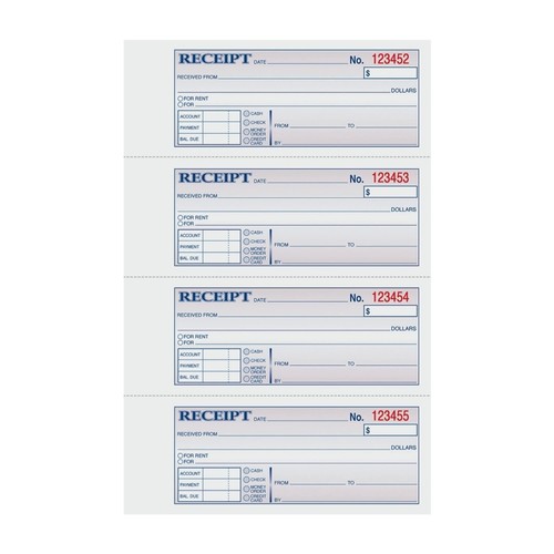Money/Rent Receipt Book, 3-Part, Carbonless, 11 x 7-5/8 Inches, 4 ...