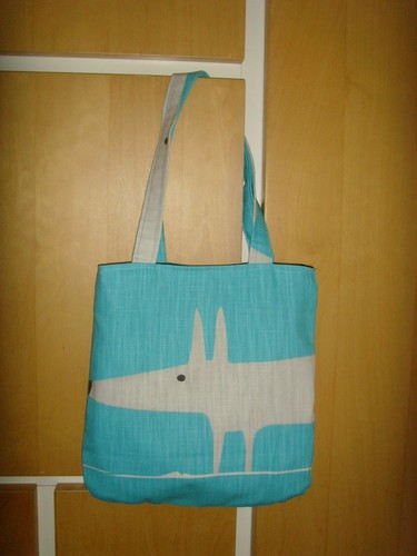 SCION MR FOX TURQ BLUE CREAM COTTON FABRIC 11in LINED Tote LUNCH BOOK ...