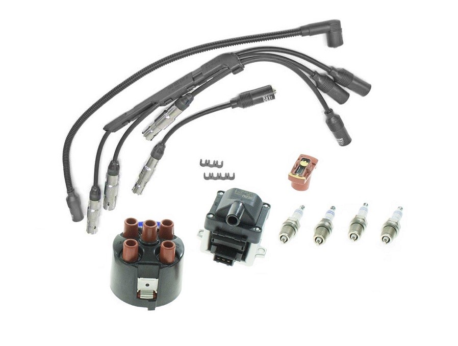Ignition Coil + Distributor Cap + Rotor + Spark Plugs and Wire Kit for ...
