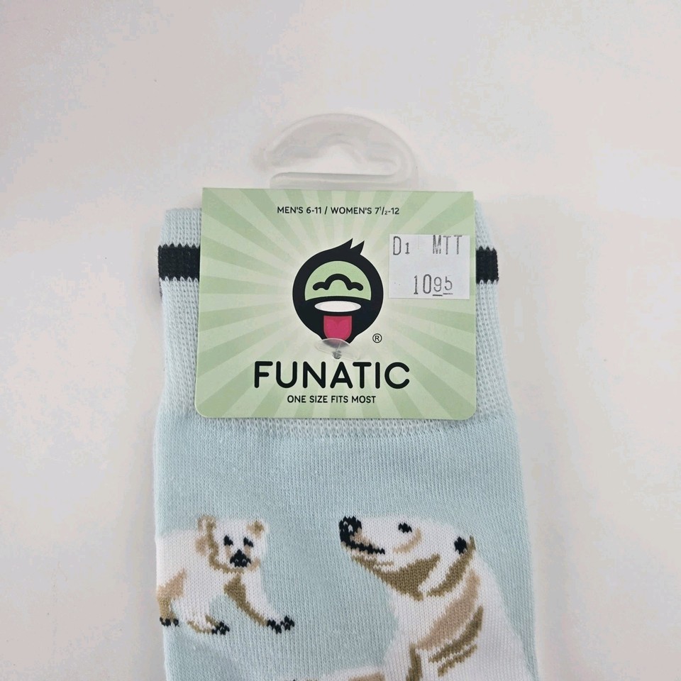 Funatic Polar Bear And Cub Crew Socks Cotton Blend Mens or Womens Socks ...