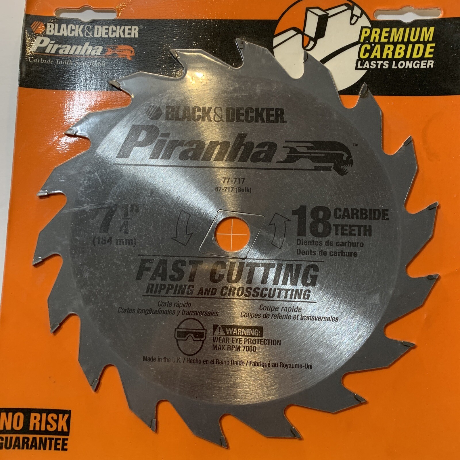 Black & Decker Piranha 18 Carbide Teeth 7 1/4" Fast Cutting Saw Blade ...