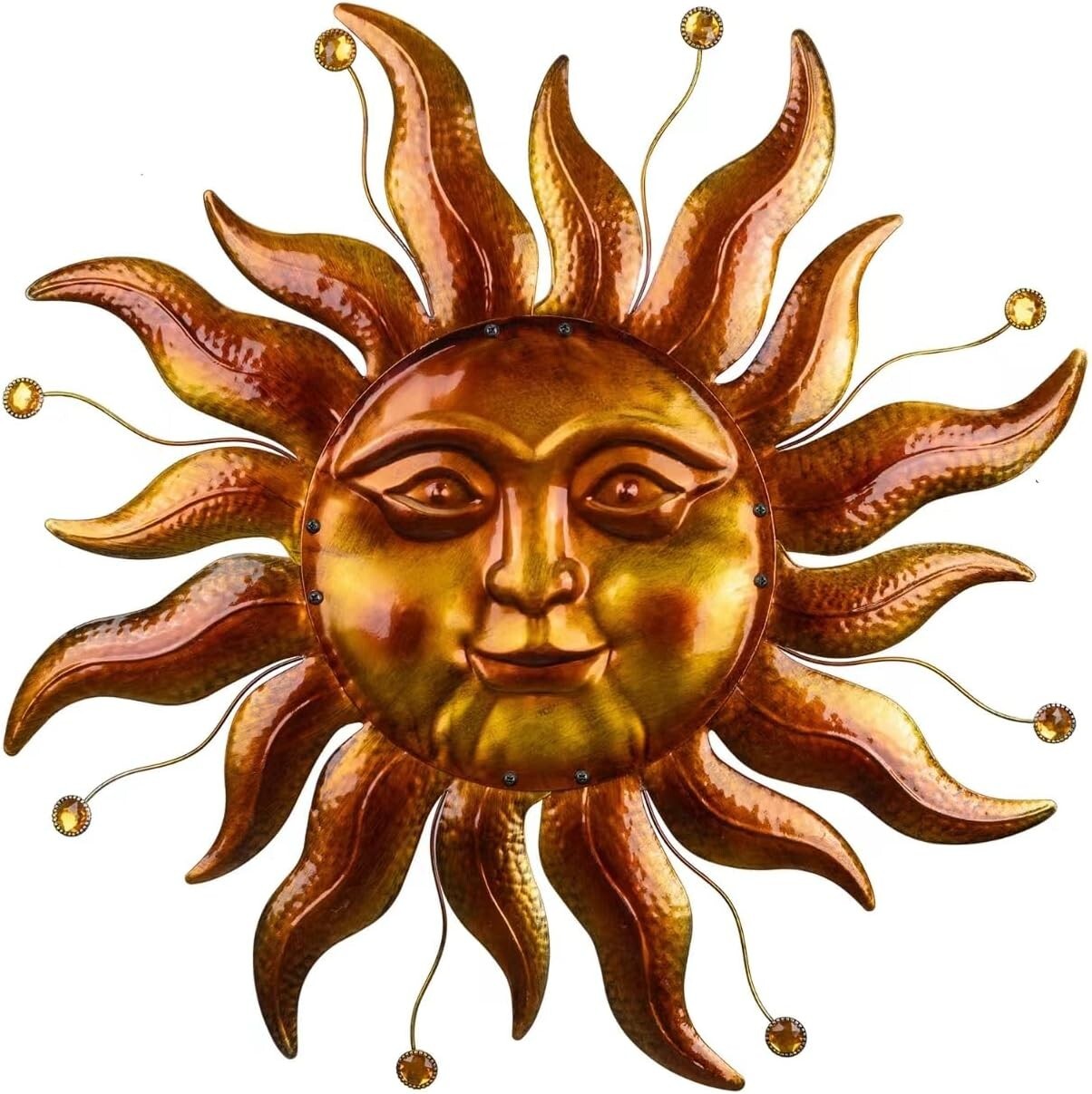 Metal Sun Face Wall Plaque Decor Hang Art Patio Fence Porch Home Garden ...