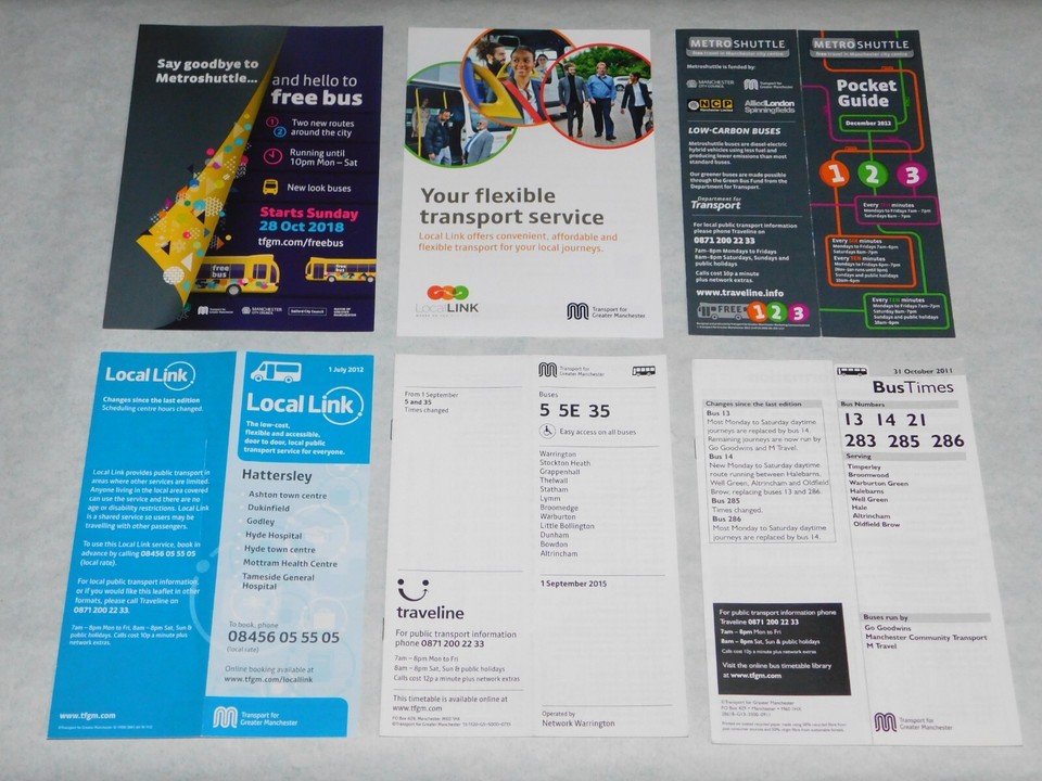 LOT OF 80 x TfGM GREATER MANCHESTER BUS TIMETABLES GUIDES ETC ALL DIFF ...