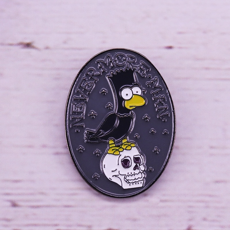 Simpsons Bart Nevermore Man Treehouse of Horror Poe Raven 1.25" Enamel ...