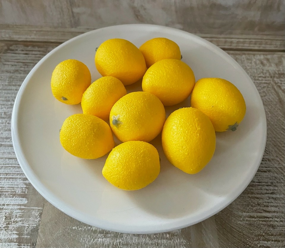 New Farmhouse 10 MINI FAKE LEMONS Faux Fruit Bowl Fillers Tiered Tray ...