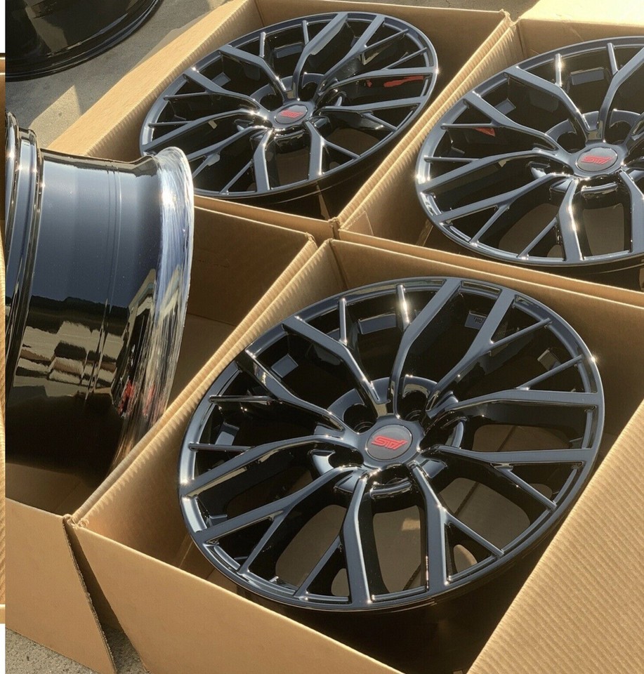 19" Subaru STi STI WRX Gloss Black Wheels Rims Rines Stock Factory OEM ...