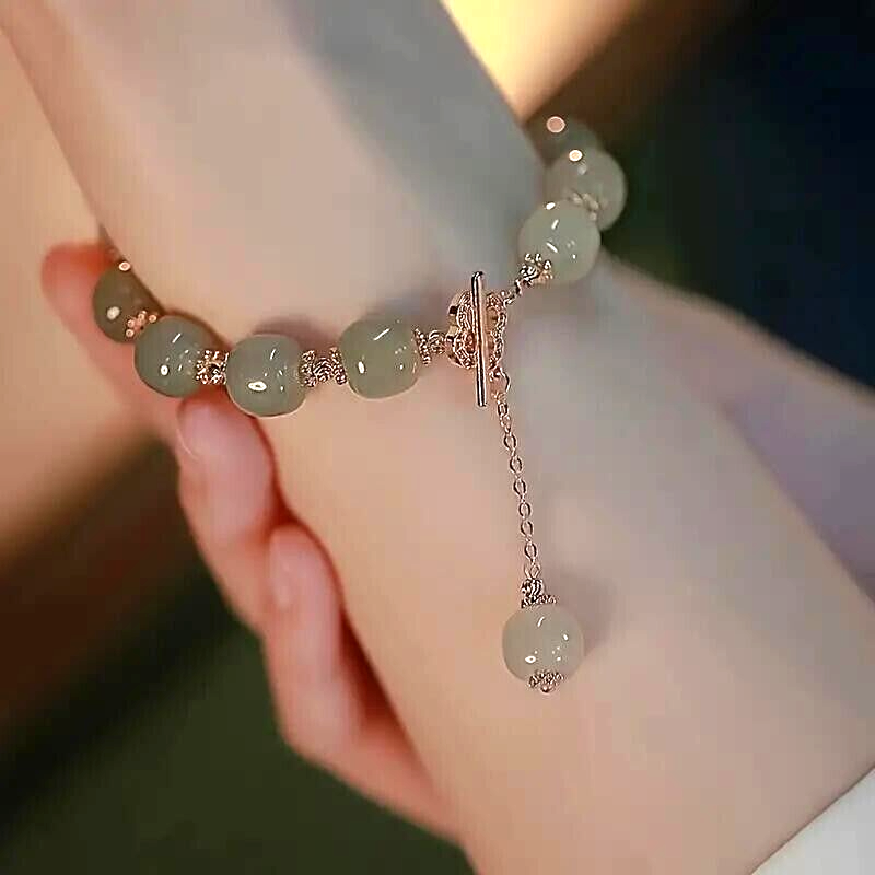 Fashionable Chic Glass Imitation Jade Beads Bracelet Jewelry Women ...