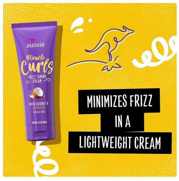 Aussie Miracle Curls Frizz Taming Curl Cream, for Curly Hair 6.8 fl oz ...