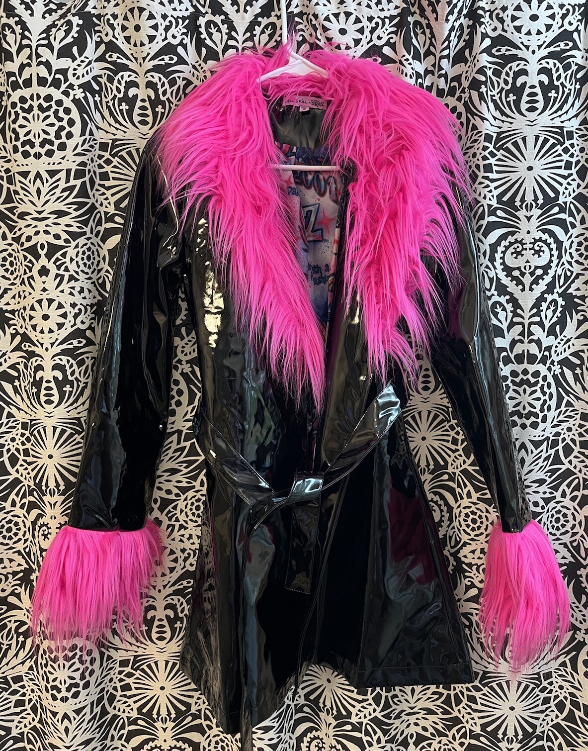 Bratz x Dolls Kill Black Vinyl Faux Fur Fashion Coat … - Gem