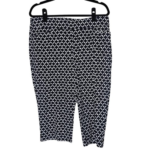 Chicos 2 12 Capri Pants Brigitte Slim Leg Blue White Office Nautical ...