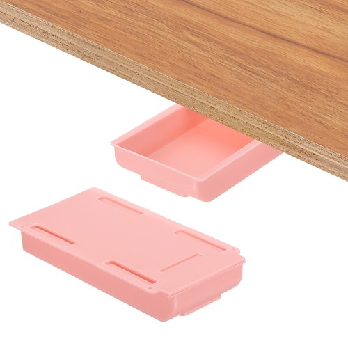 2 Pcs Self-Adhesive Under Desk Drawer for Standing Desk Office, Pink ...