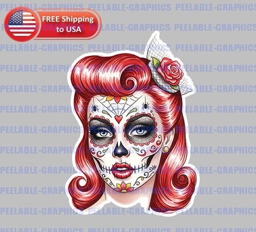 Pin Up Sugar Skull Girl Pinup Sugarskull Classic Vinyl Decal Sticker C ...