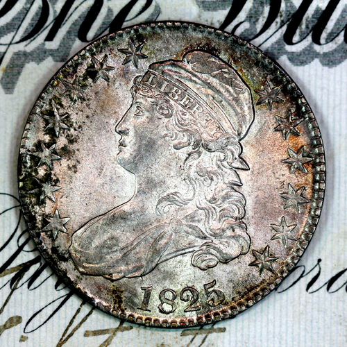 * 1825 * NEAR+ GEM BU MS CAPPED BUST HALF-DOLLAR * FROM ORIGINAL ...