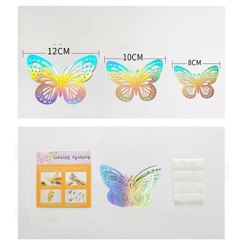 Decorative 12pcs Colorful Silver Butterfly Stickers for Interior Design ...