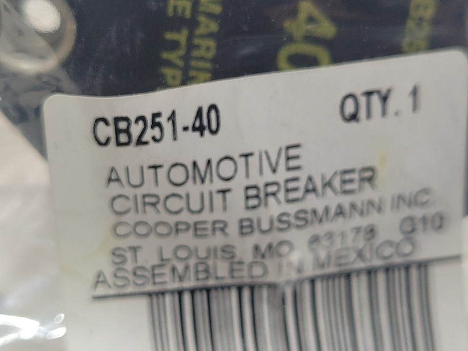 Bussman Automotive Circuit Breaker 40A Marine CB251-40 | eBay