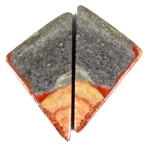 17.50Cts 14X27X4mm Naturel Polygram Jasper Triangle Cab Assortis Paire ...