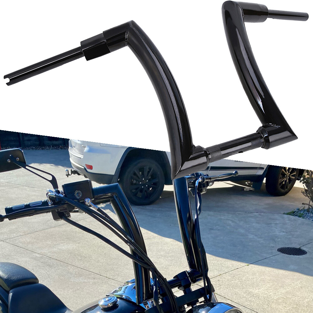 Black Motorcycle Handlebars SLMOTO 14" Rise Ape Hanger Handlebars For ...
