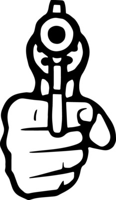 4.5 inch Gun Barrel Decal Window Sticker Car Decor Hand Fingers Pew Pew ...