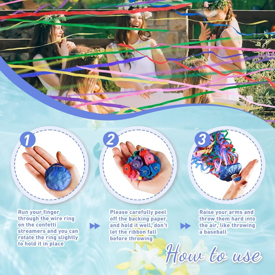 No Mess Streamers Poppers,24Pack Colorful 24Pack, Blue Multicolor | eBay