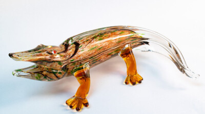 Glass Alligator Handcrafted Art Crystal Glass Gator Figurine decoration ...