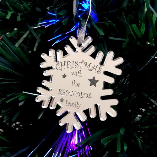Snowflake Bespoke "Christmas with the Family" Engraved christmas Tree ...